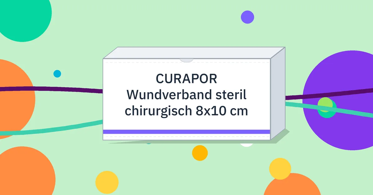 Symbolbild: Packung mit der Aufschrift CURAPOR Wundverband steril chirurgisch 8x10 cm (PZN 18853401) – Verfügbarkeit und Bezug in Apotheken in Frankfurt am Main