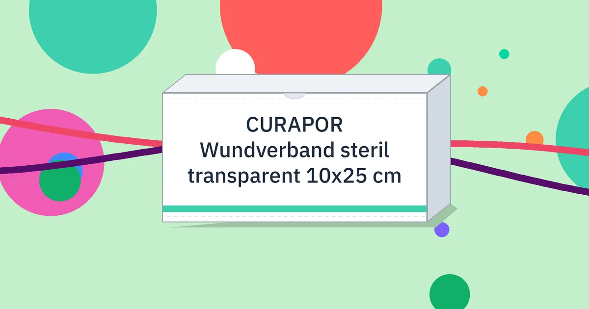 Symbolbild: Packung mit der Aufschrift CURAPOR Wundverband steril transparent 10x25 cm (PZN 16001906) – Verfügbarkeit und Bezug in Apotheken in Frankfurt am Main