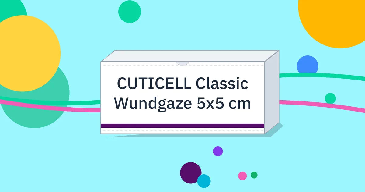 Symbolbild: Packung mit der Aufschrift CUTICELL Classic Wundgaze 5x5 cm (PZN 20599200) – Verfügbarkeit und Bezug in Apotheken in Frankfurt am Main