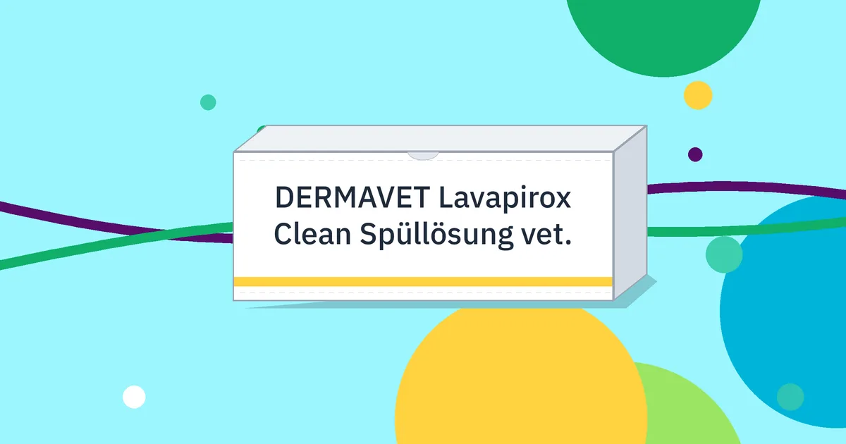 Symbolbild: Packung mit der Aufschrift DERMAVET Lavapirox Clean Spüllösung vet. (PZN 18889764) – Verfügbarkeit und Bezug in Apotheken in Frankfurt am Main