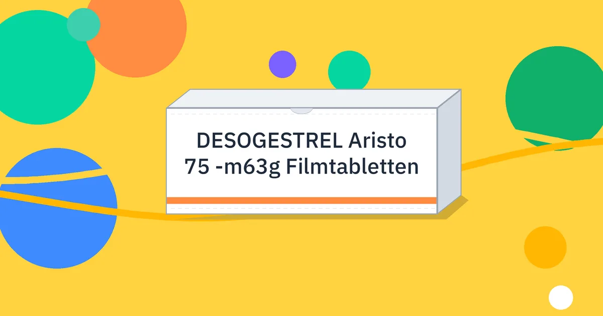 Symbolbild: Packung mit der Aufschrift DESOGESTREL Aristo 75 -m63g Filmtabletten (PZN 09929111) – Verfügbarkeit und Bezug in Apotheken in Frankfurt am Main