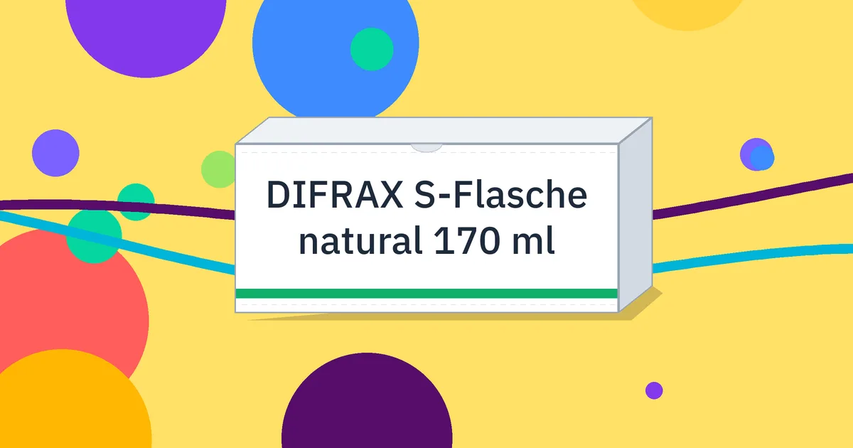 Symbolbild: Packung mit der Aufschrift DIFRAX S-Flasche natural 170 ml (PZN 12517872) – Verfügbarkeit und Bezug in Apotheken in Frankfurt am Main