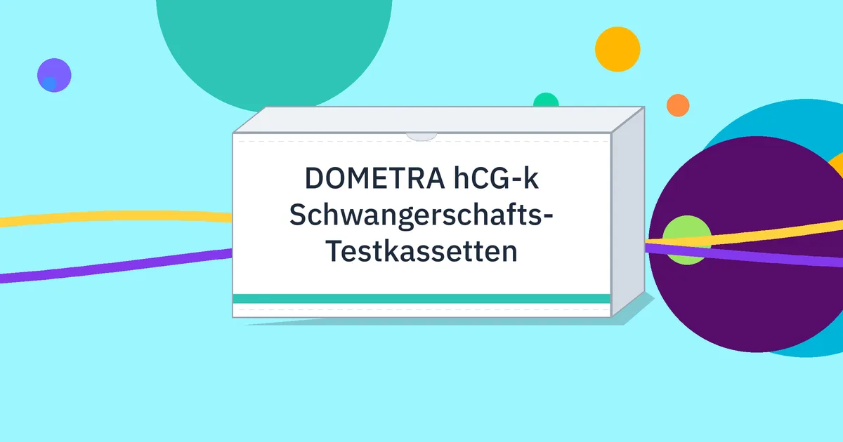 Symbolbild: Packung mit der Aufschrift DOMETRA hCG-k Schwangerschafts-Testkassetten (PZN 16597721) – Verfügbarkeit und Bezug in Apotheken in Frankfurt am Main