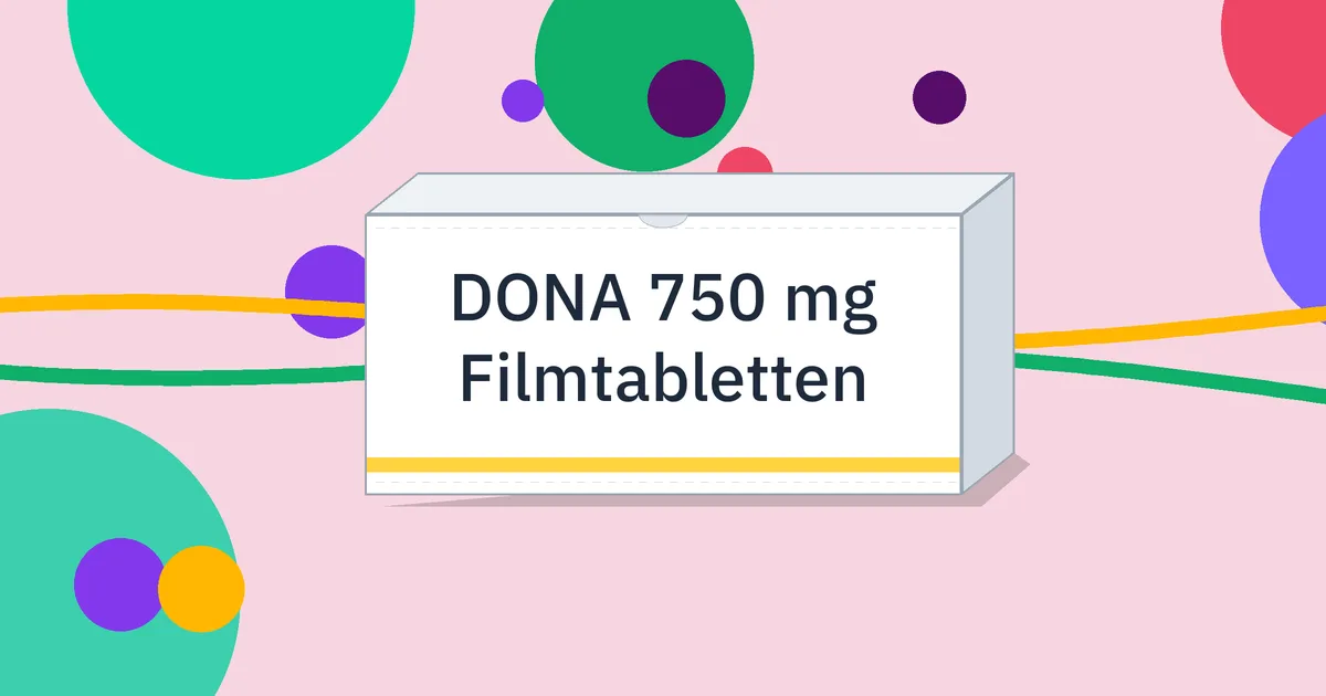 Symbolbild: Packung mit der Aufschrift DONA 750 mg Filmtabletten (PZN 02334426) – Verfügbarkeit und Bezug in Apotheken in Frankfurt am Main