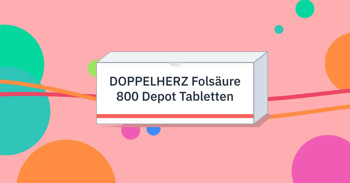 Symbolbild: Packung mit der Aufschrift DOPPELHERZ Folsäure 800 Depot Tabletten (PZN 15607268) – Verfügbarkeit und Bezug in Apotheken in Frankfurt am Main
