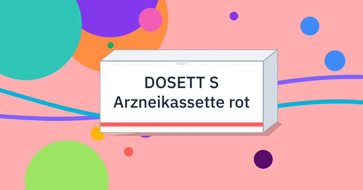 Symbolbild: Packung mit der Aufschrift DOSETT S Arzneikassette rot (PZN 08484664) – Verfügbarkeit und Bezug in Apotheken in Frankfurt am Main