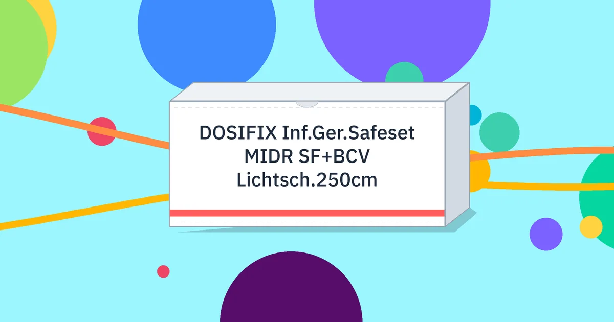 Symbolbild: Packung mit der Aufschrift DOSIFIX Inf.Ger.Safeset MIDR SF+BCV Lichtsch.250cm (PZN 17836406) – Verfügbarkeit und Bezug in Apotheken in Frankfurt am Main