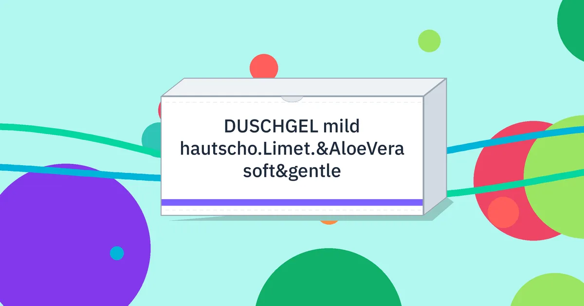 Symbolbild: Packung mit der Aufschrift DUSCHGEL mild hautscho.Limet.&AloeVera soft&gentle (PZN 13584066) – Verfügbarkeit und Bezug in Apotheken in Frankfurt am Main