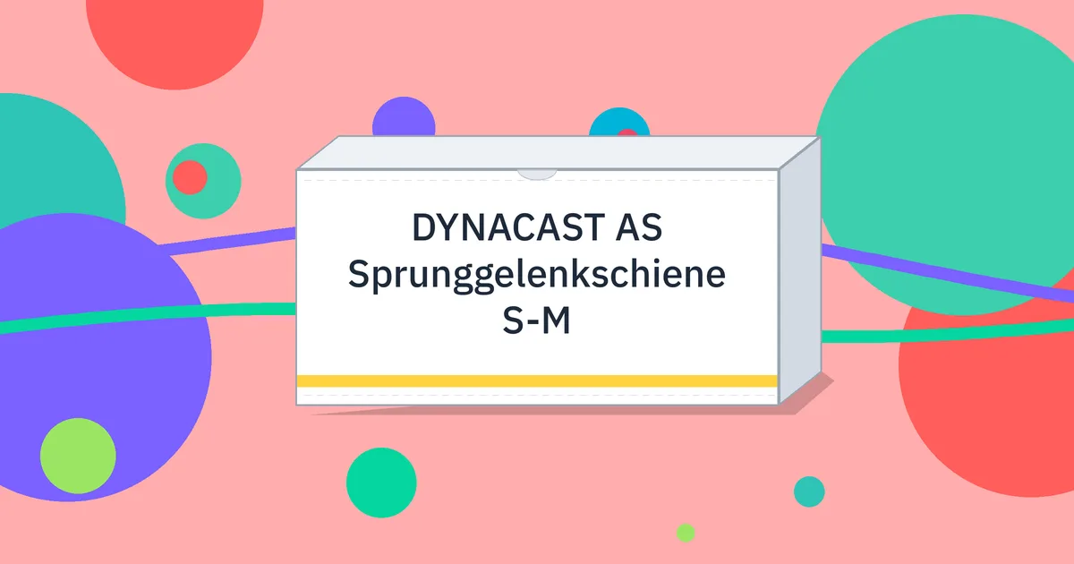 Symbolbild: Packung mit der Aufschrift DYNACAST AS Sprunggelenkschiene S-M (PZN 02728125) – Verfügbarkeit und Bezug in Apotheken in Frankfurt am Main