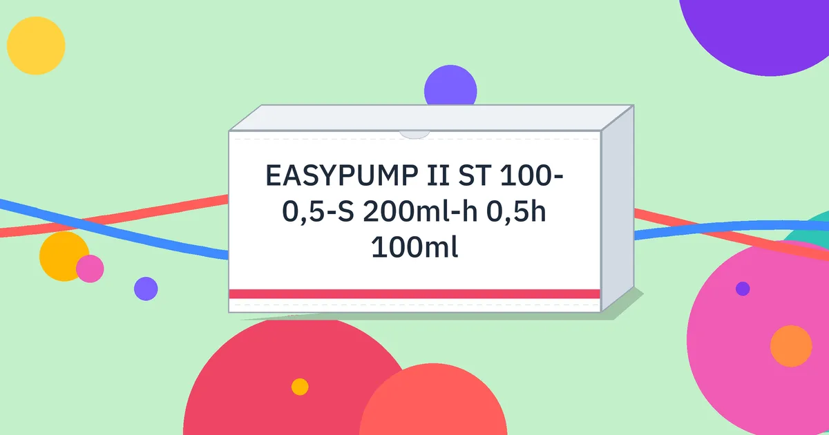 Symbolbild: Packung mit der Aufschrift EASYPUMP II ST 100-0,5-S 200ml-h 0,5h 100ml (PZN 09390959) – Verfügbarkeit und Bezug in Apotheken in Frankfurt am Main