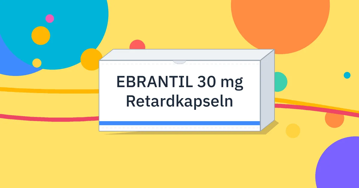 Symbolbild: Packung mit der Aufschrift EBRANTIL 30 mg Retardkapseln (PZN 05556357) – Verfügbarkeit und Bezug in Apotheken in Frankfurt am Main