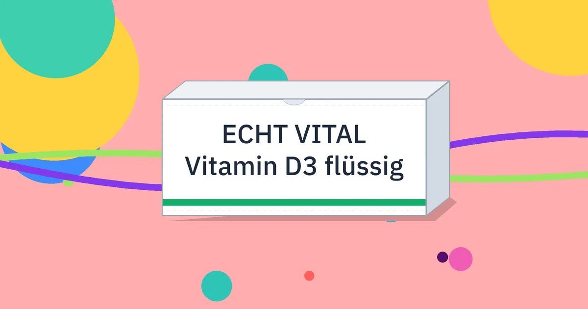 Symbolbild: Packung mit der Aufschrift ECHT VITAL Vitamin D3 flüssig (PZN 11856537) – Verfügbarkeit und Bezug in Apotheken in Frankfurt am Main