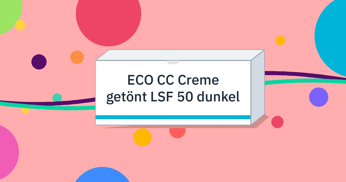 Symbolbild: Packung mit der Aufschrift ECO CC Creme getönt LSF 50 dunkel (PZN 15560302) – Verfügbarkeit und Bezug in Apotheken in Frankfurt am Main