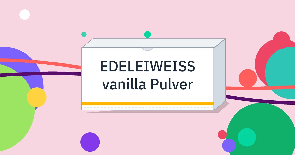 Symbolbild: Packung mit der Aufschrift EDELEIWEISS vanilla Pulver (PZN 20279777) – Verfügbarkeit und Bezug in Apotheken in Frankfurt am Main