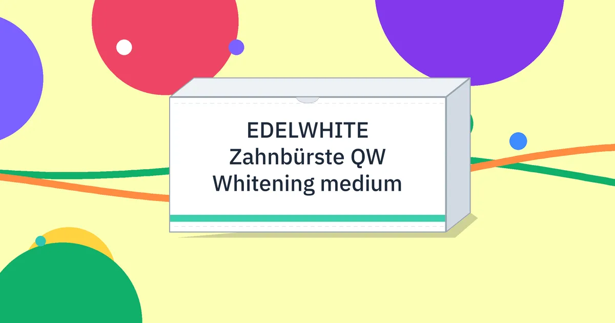 Symbolbild: Packung mit der Aufschrift EDELWHITE Zahnbürste QW Whitening medium (PZN 04831749) – Verfügbarkeit und Bezug in Apotheken in Frankfurt am Main