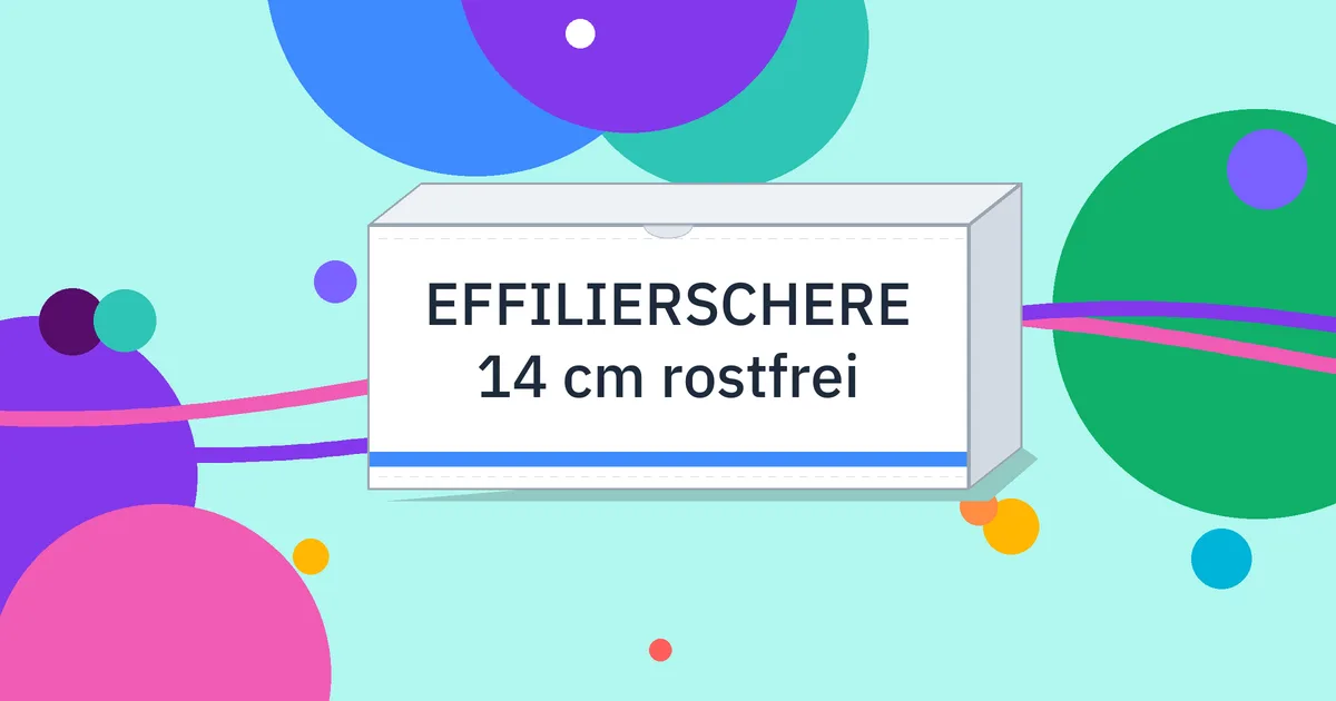 Symbolbild: Packung mit der Aufschrift EFFILIERSCHERE 14 cm rostfrei (PZN 17287075) – Verfügbarkeit und Bezug in Apotheken in Frankfurt am Main