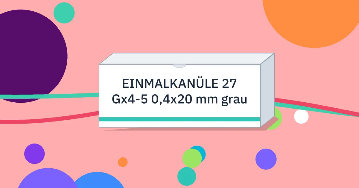 Symbolbild: Packung mit der Aufschrift EINMALKANÜLE 27 Gx4-5 0,4x20 mm grau (PZN 20174943) – Verfügbarkeit und Bezug in Apotheken in Frankfurt am Main