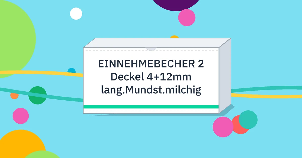 Symbolbild: Packung mit der Aufschrift EINNEHMEBECHER 2 Deckel 4+12mm lang.Mundst.milchig (PZN 10121638) – Verfügbarkeit und Bezug in Apotheken in Frankfurt am Main