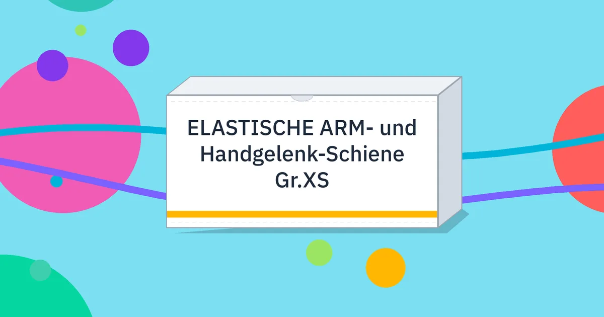Symbolbild: Packung mit der Aufschrift ELASTISCHE ARM- und Handgelenk-Schiene Gr.XS (PZN 06989437) – Verfügbarkeit und Bezug in Apotheken in Frankfurt am Main