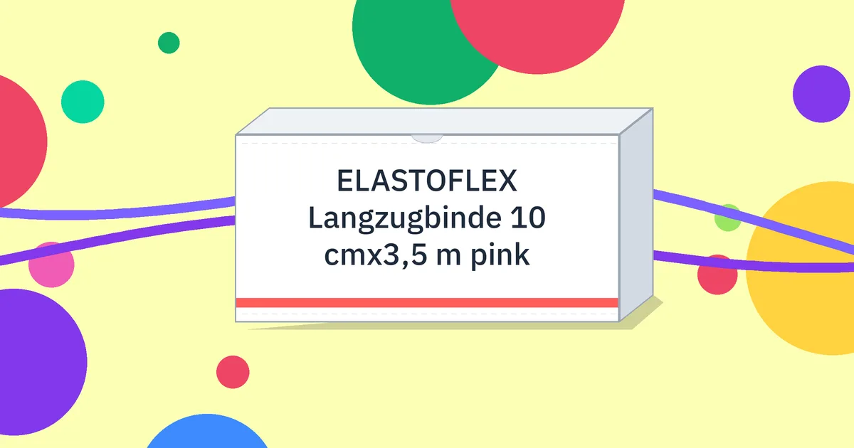 Symbolbild: Packung mit der Aufschrift ELASTOFLEX Langzugbinde 10 cmx3,5 m pink (PZN 12637180) – Verfügbarkeit und Bezug in Apotheken in Frankfurt am Main