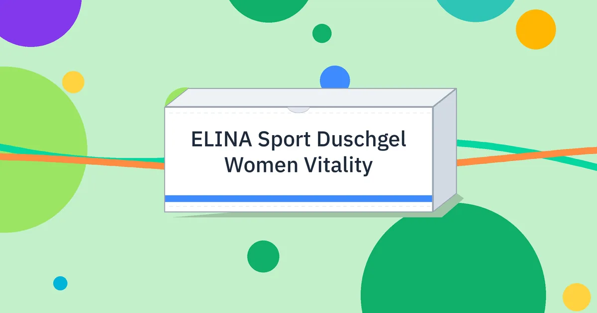 Symbolbild: Packung mit der Aufschrift ELINA Sport Duschgel Women Vitality (PZN 10347756) – Verfügbarkeit und Bezug in Apotheken in Frankfurt am Main