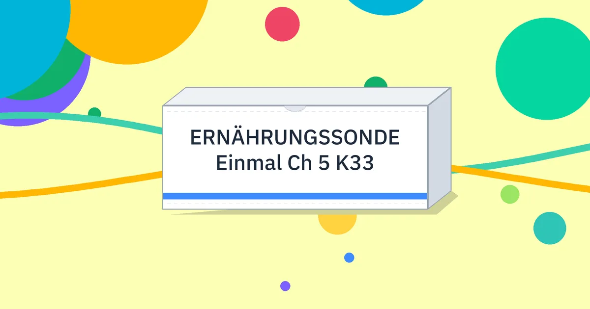 Symbolbild: Packung mit der Aufschrift ERNÄHRUNGSSONDE Einmal Ch 5 K33 (PZN 02438976) – Verfügbarkeit und Bezug in Apotheken in Frankfurt am Main