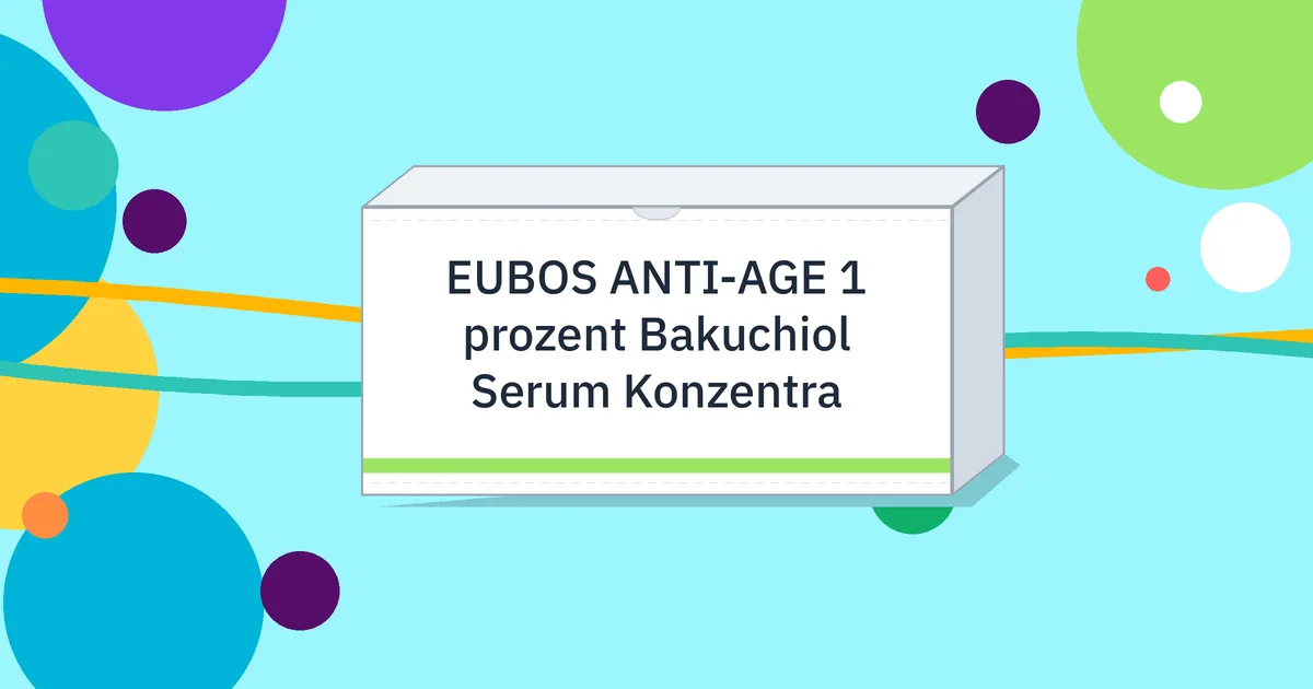 Symbolbild: Packung mit der Aufschrift EUBOS ANTI-AGE 1 prozent Bakuchiol Serum Konzentra (PZN 18212599) – Verfügbarkeit und Bezug in Apotheken in Frankfurt am Main