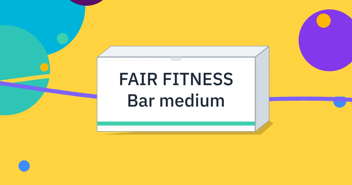 Symbolbild: Packung mit der Aufschrift FAIR FITNESS Bar medium (PZN 19548976) – Verfügbarkeit und Bezug in Apotheken in Frankfurt am Main