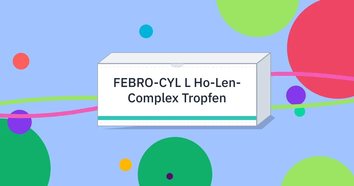 Symbolbild: Packung mit der Aufschrift FEBRO-CYL L Ho-Len-Complex Tropfen (PZN 03395074) – Verfügbarkeit und Bezug in Apotheken in Frankfurt am Main