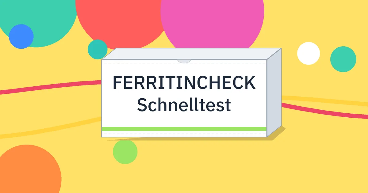 Symbolbild: Packung mit der Aufschrift FERRITINCHECK Schnelltest (PZN 11645119) – Verfügbarkeit und Bezug in Apotheken in Frankfurt am Main