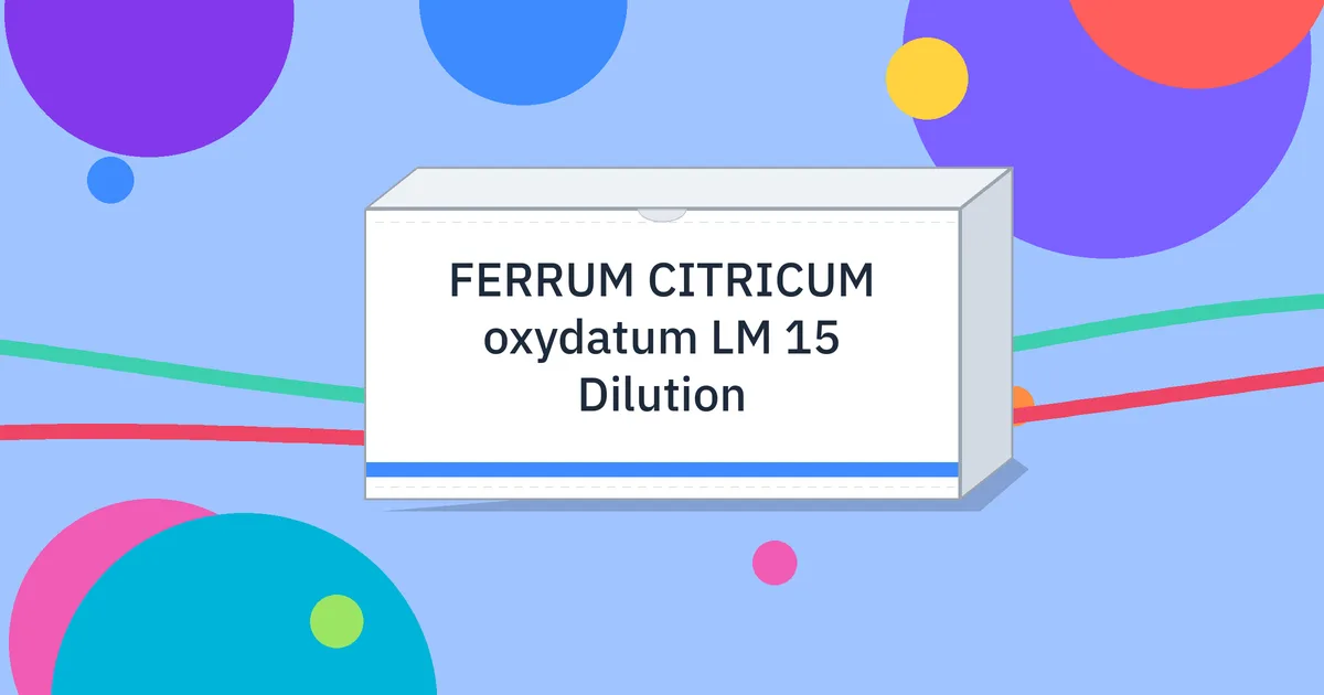 Symbolbild: Packung mit der Aufschrift FERRUM CITRICUM oxydatum LM 15 Dilution (PZN 12848480) – Verfügbarkeit und Bezug in Apotheken in Frankfurt am Main