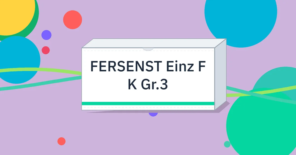 Symbolbild: Packung mit der Aufschrift FERSENST Einz F K Gr.3 (PZN 01738363) – Verfügbarkeit und Bezug in Apotheken in Frankfurt am Main