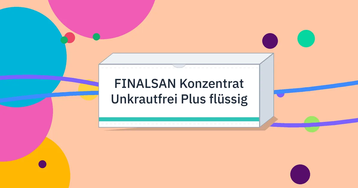 Symbolbild: Packung mit der Aufschrift FINALSAN Konzentrat Unkrautfrei Plus flüssig (PZN 07350393) – Verfügbarkeit und Bezug in Apotheken in Frankfurt am Main