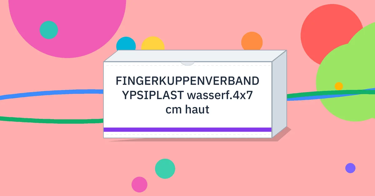 Symbolbild: Packung mit der Aufschrift FINGERKUPPENVERBAND YPSIPLAST wasserf.4x7 cm haut (PZN 03271231) – Verfügbarkeit und Bezug in Apotheken in Frankfurt am Main