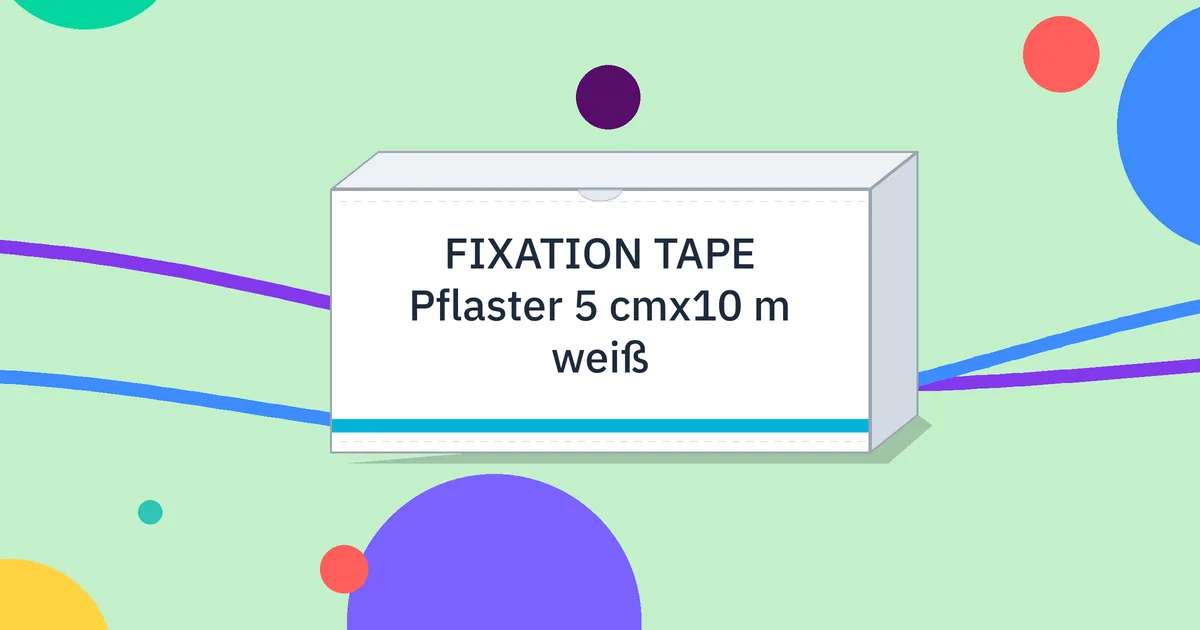 Symbolbild: Packung mit der Aufschrift FIXATION TAPE Pflaster 5 cmx10 m weiß (PZN 17559131) – Verfügbarkeit und Bezug in Apotheken in Frankfurt am Main