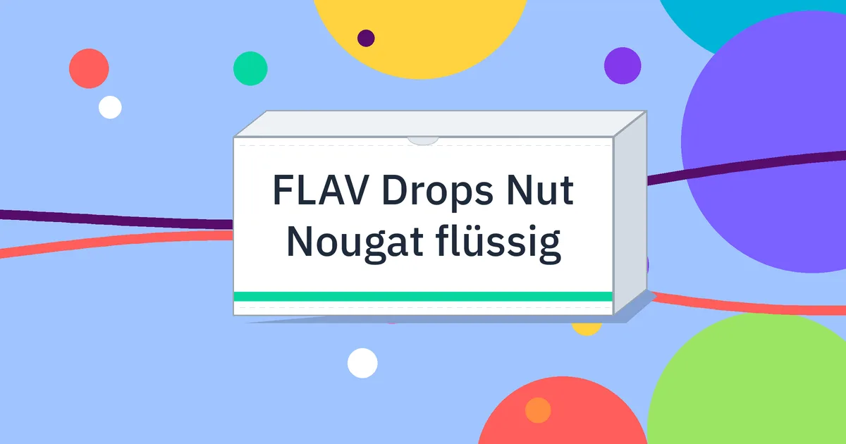 Symbolbild: Packung mit der Aufschrift FLAV Drops Nut Nougat flüssig (PZN 15560420) – Verfügbarkeit und Bezug in Apotheken in Frankfurt am Main
