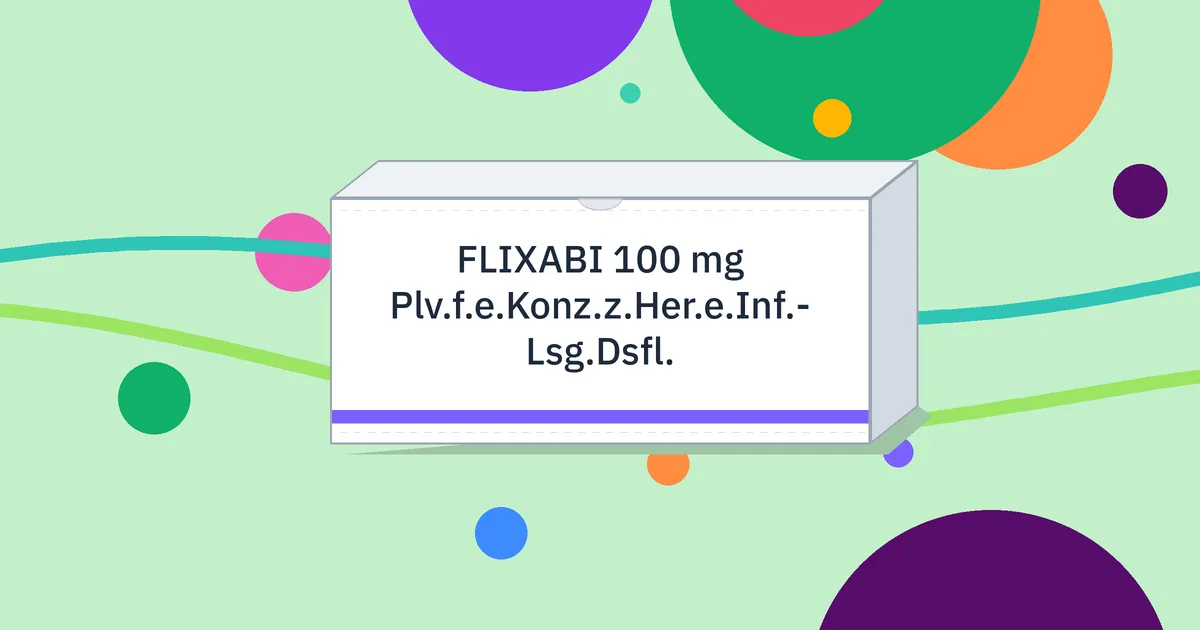 Symbolbild: Packung mit der Aufschrift FLIXABI 100 mg Plv.f.e.Konz.z.Her.e.Inf.-Lsg.Dsfl. (PZN 15568344) – Verfügbarkeit und Bezug in Apotheken in Frankfurt am Main