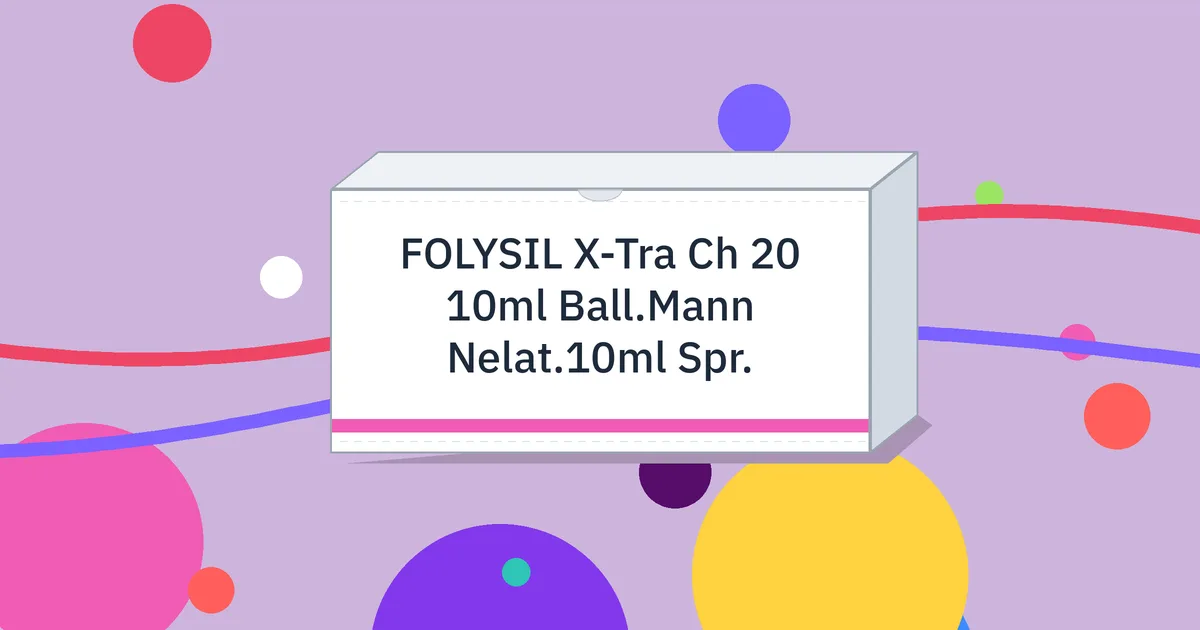 Symbolbild: Packung mit der Aufschrift FOLYSIL X-Tra Ch 20 10ml Ball.Mann Nelat.10ml Spr. (PZN 17998356) – Verfügbarkeit und Bezug in Apotheken in Frankfurt am Main