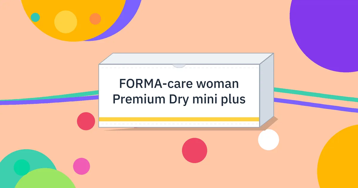 Symbolbild: Packung mit der Aufschrift FORMA-care woman Premium Dry mini plus (PZN 08924034) – Verfügbarkeit und Bezug in Apotheken in Frankfurt am Main