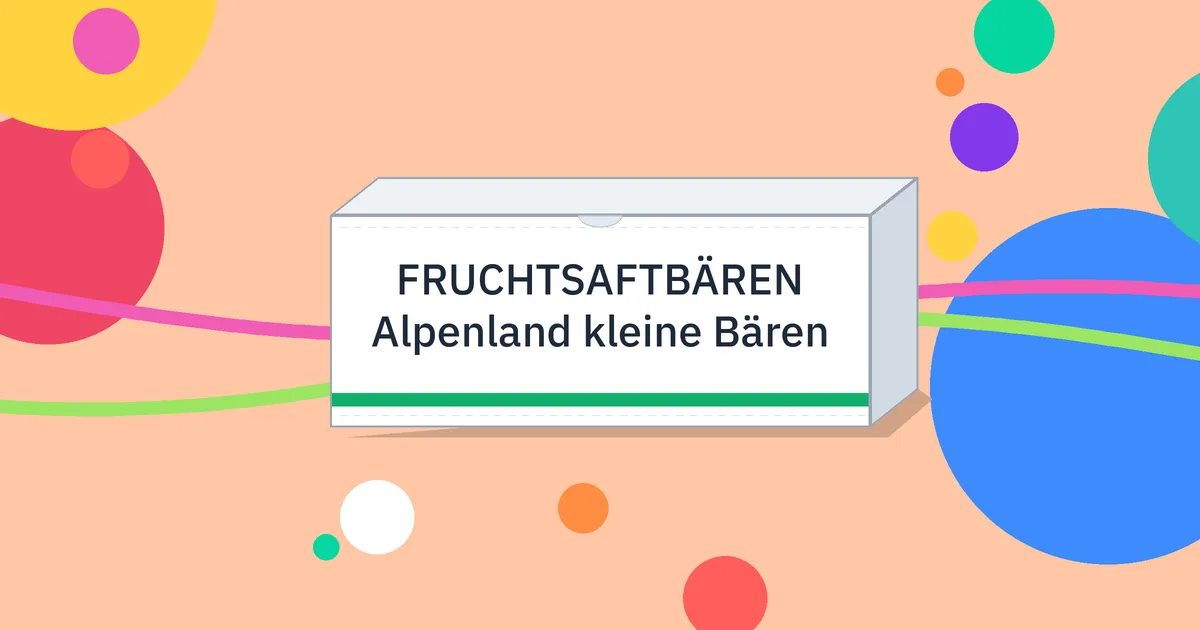 Symbolbild: Packung mit der Aufschrift FRUCHTSAFTBÄREN Alpenland kleine Bären (PZN 03702990) – Verfügbarkeit und Bezug in Apotheken in Frankfurt am Main