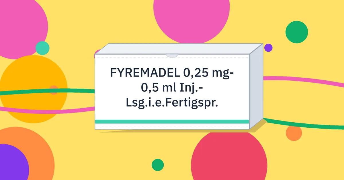 Symbolbild: Packung mit der Aufschrift FYREMADEL 0,25 mg-0,5 ml Inj.-Lsg.i.e.Fertigspr. (PZN 17845026) – Verfügbarkeit und Bezug in Apotheken in Frankfurt am Main