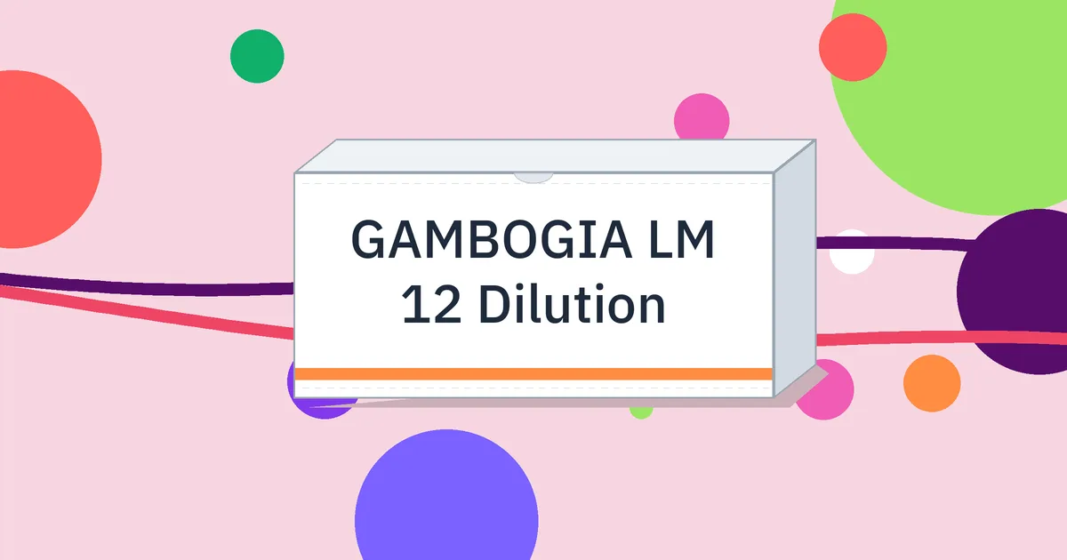 Symbolbild: Packung mit der Aufschrift GAMBOGIA LM 12 Dilution (PZN 13498527) – Verfügbarkeit und Bezug in Apotheken in Frankfurt am Main