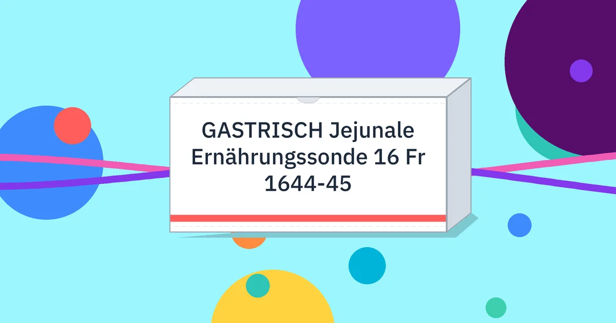 Symbolbild: Packung mit der Aufschrift GASTRISCH Jejunale Ernährungssonde 16 Fr 1644-45 (PZN 14345033) – Verfügbarkeit und Bezug in Apotheken in Frankfurt am Main