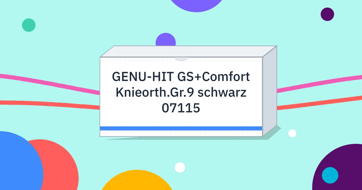 Symbolbild: Packung mit der Aufschrift GENU-HIT GS+Comfort Knieorth.Gr.9 schwarz 07115 (PZN 20835445) – Verfügbarkeit und Bezug in Apotheken in Frankfurt am Main