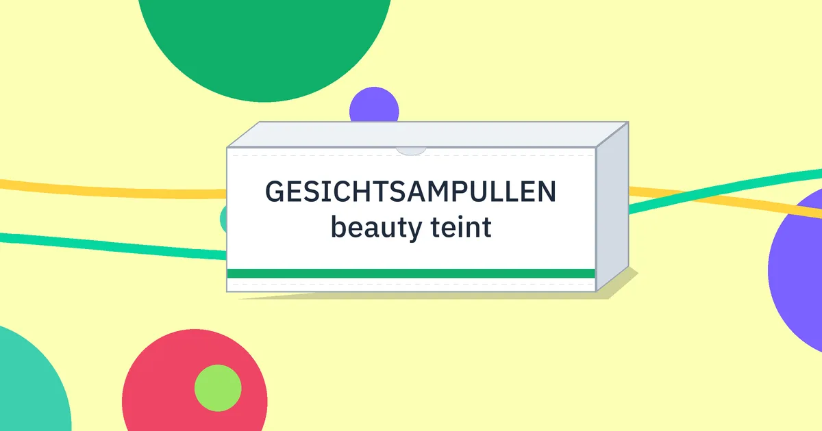 Symbolbild: Packung mit der Aufschrift GESICHTSAMPULLEN beauty teint (PZN 17292478) – Verfügbarkeit und Bezug in Apotheken in Frankfurt am Main