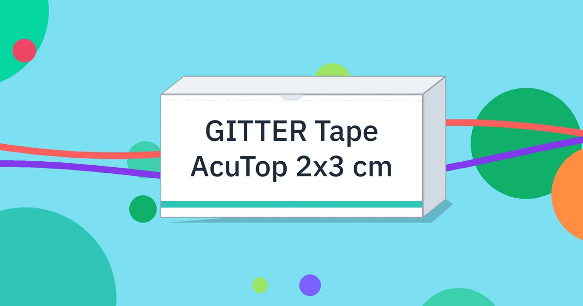 Symbolbild: Packung mit der Aufschrift GITTER Tape AcuTop 2x3 cm (PZN 11139913) – Verfügbarkeit und Bezug in Apotheken in Frankfurt am Main