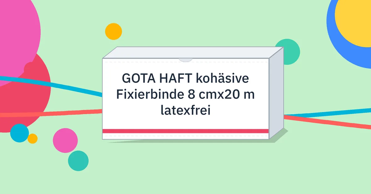 Symbolbild: Packung mit der Aufschrift GOTA HAFT kohäsive Fixierbinde 8 cmx20 m latexfrei (PZN 09537397) – Verfügbarkeit und Bezug in Apotheken in Frankfurt am Main
