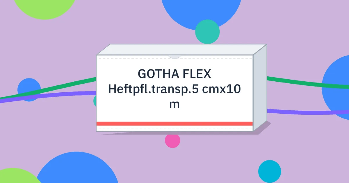 Symbolbild: Packung mit der Aufschrift GOTHA FLEX Heftpfl.transp.5 cmx10 m (PZN 06996615) – Verfügbarkeit und Bezug in Apotheken in Frankfurt am Main