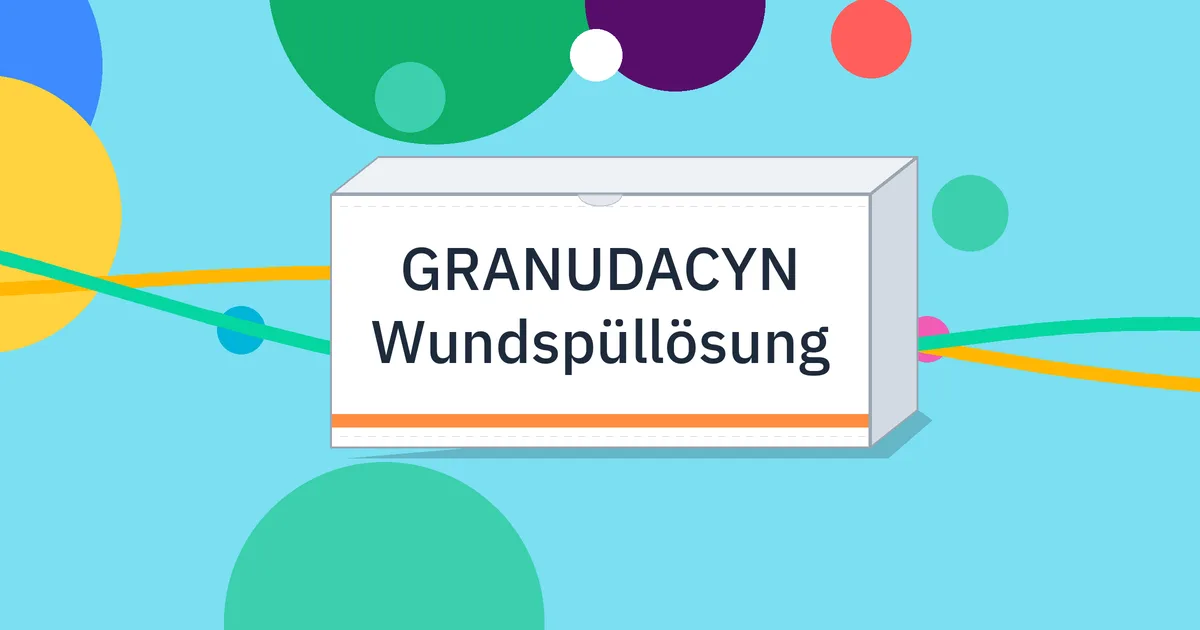 Symbolbild: Packung mit der Aufschrift GRANUDACYN Wundspüllösung (PZN 15564984) – Verfügbarkeit und Bezug in Apotheken in Frankfurt am Main