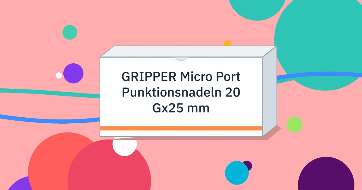 Symbolbild: Packung mit der Aufschrift GRIPPER Micro Port Punktionsnadeln 20 Gx25 mm (PZN 04652917) – Verfügbarkeit und Bezug in Apotheken in Frankfurt am Main